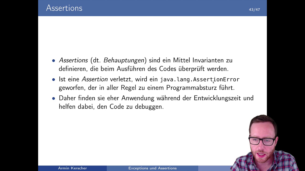 Java - Assertions (Exceptions und Assertions - Teil 8/14) - YouTube