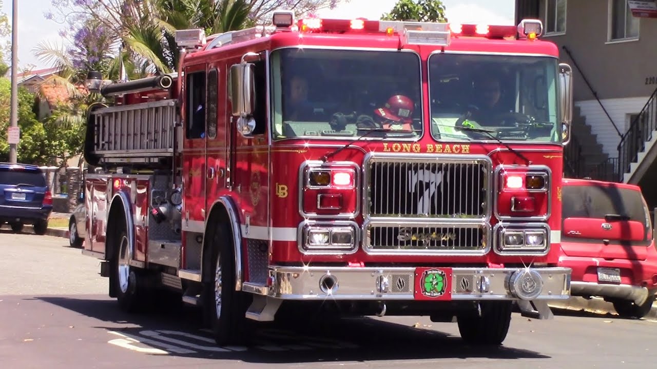 Long Beach Fire Dept. Engine 7 Responding - YouTube