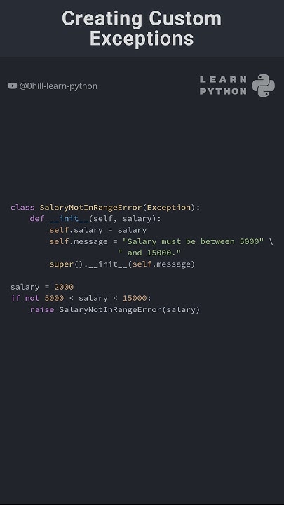 Creating Custom Exceptions In Python Pythonlearning Programming Coding Pythoncoding Python 0197