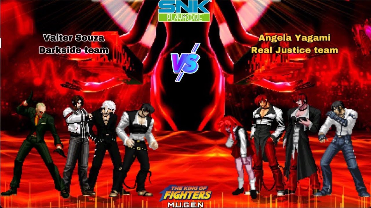 KOF MUGEN HD - Valter Souza's Darkside team VS Angela Yagami's True Punishment team - YouTube