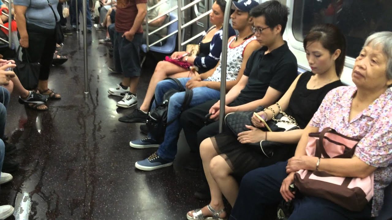 Strange Homeless Guy Doing Weird Shit in R160B (N) train - YouTube