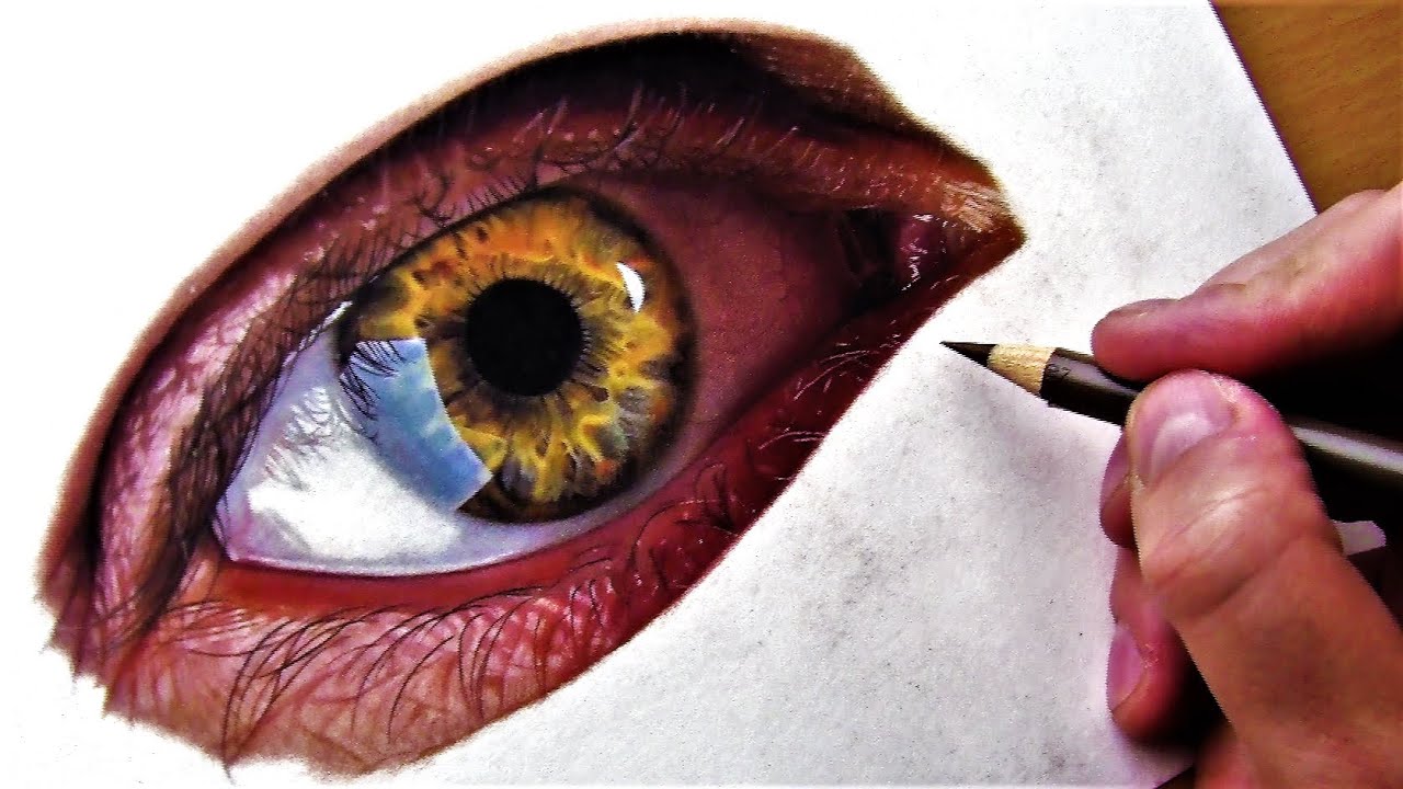 Drawing a Realistic EYE in Colored Pencils - YouTube