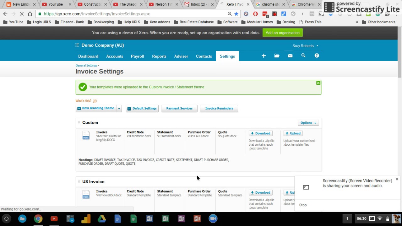 Tutorial How to upload Xero docx template - YouTube