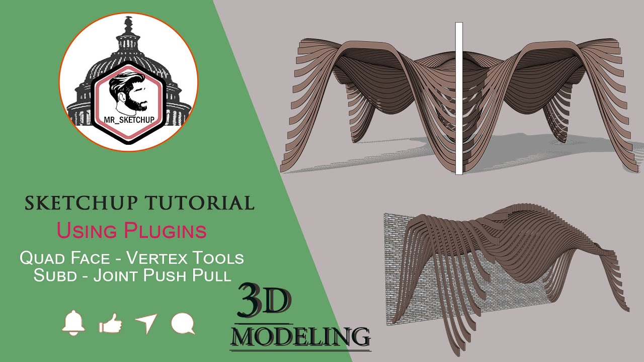 Sketchup tutorial parametric | 3D modeling of organic form with wooden ...