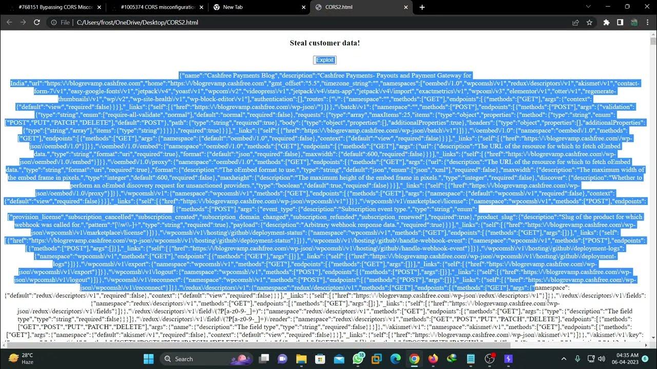 CORS || Bypass CORS Misconfiguration Leads to Sensitive Exposure POC || Cashfree || Bug Bounty ...