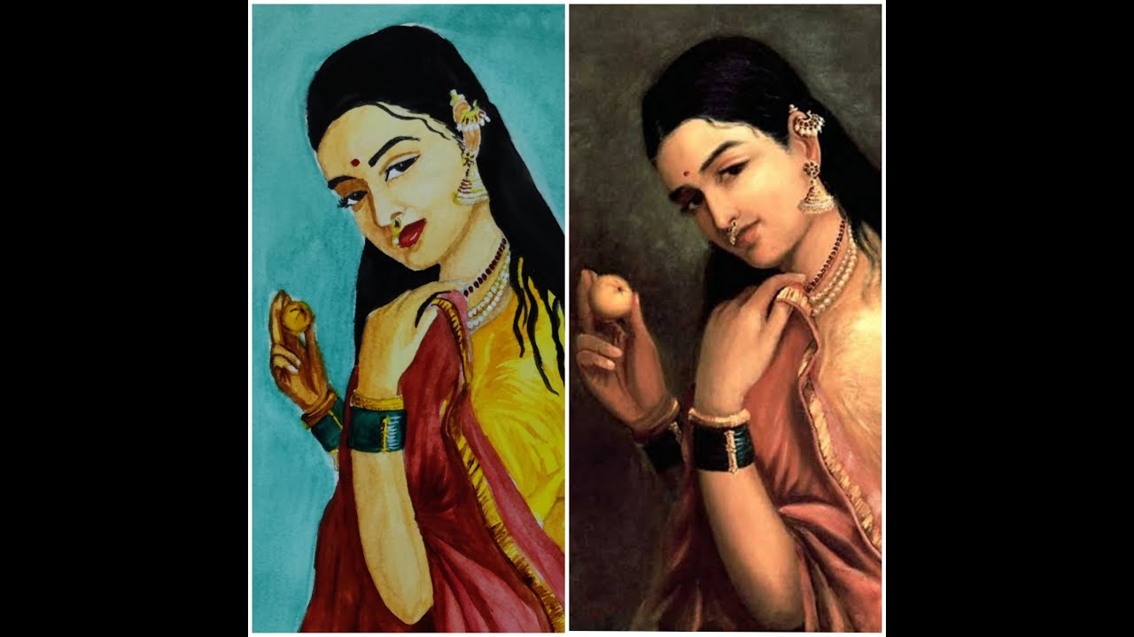 Raja Ravi Varma's Lady with Lemon | Water Colour Painting | Swathi Nair ...