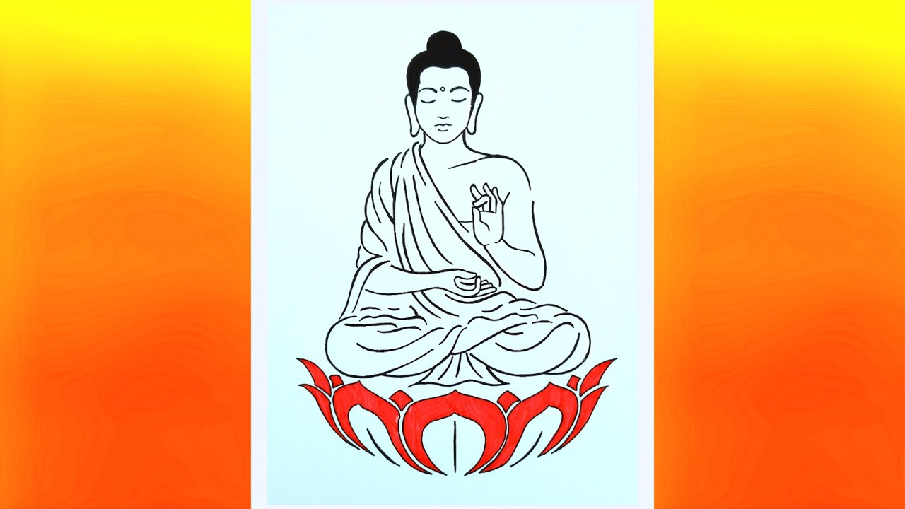 how to draw Buddha drawing step by step | Gautama Buddha pencil drawing ...