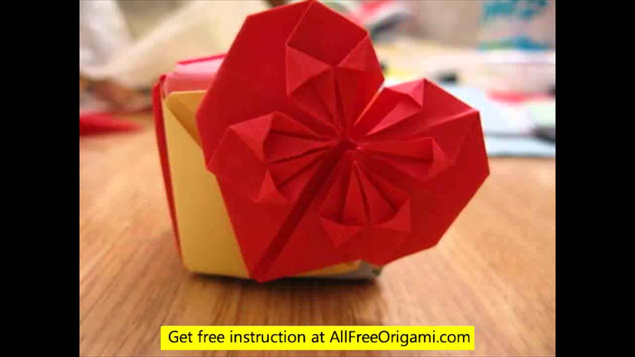 origami heart box with wings - YouTube