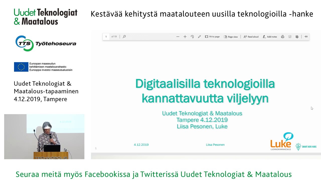 Digitaalisilla teknologioilla kannattavuutta viljelyyn/ Liisa Pesonen ...