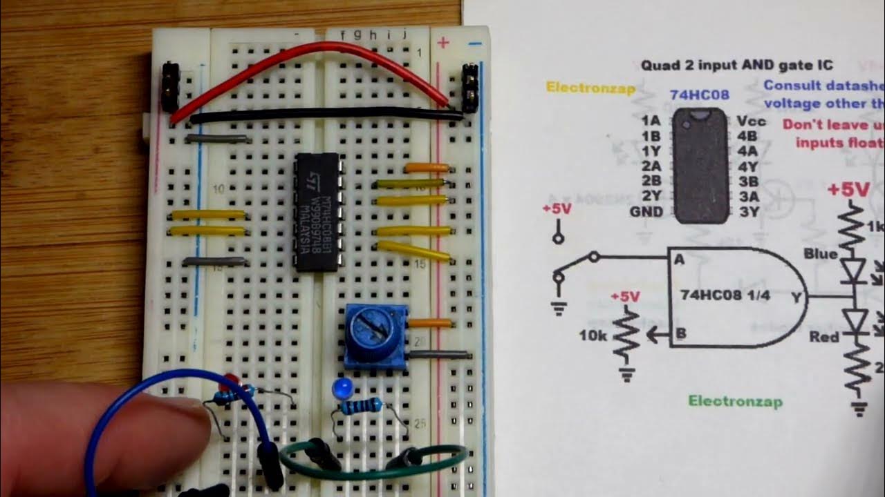 Step By Step AND Logic Gate Integrated Circuit 74HC08 IC By Electronzap - YouTube