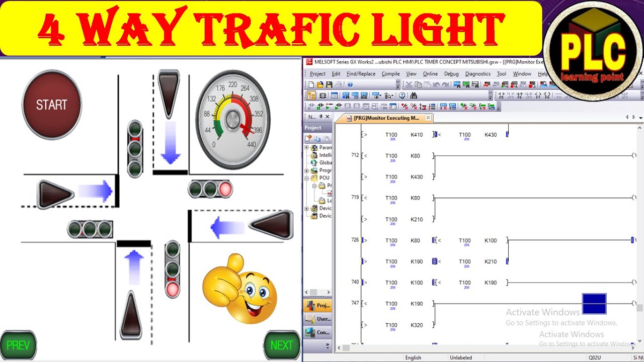 45 4-WAY Traffic light control system in PLC HMI programing ...