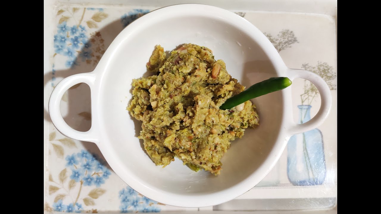 Green Chilly Thecha Recipe - YouTube