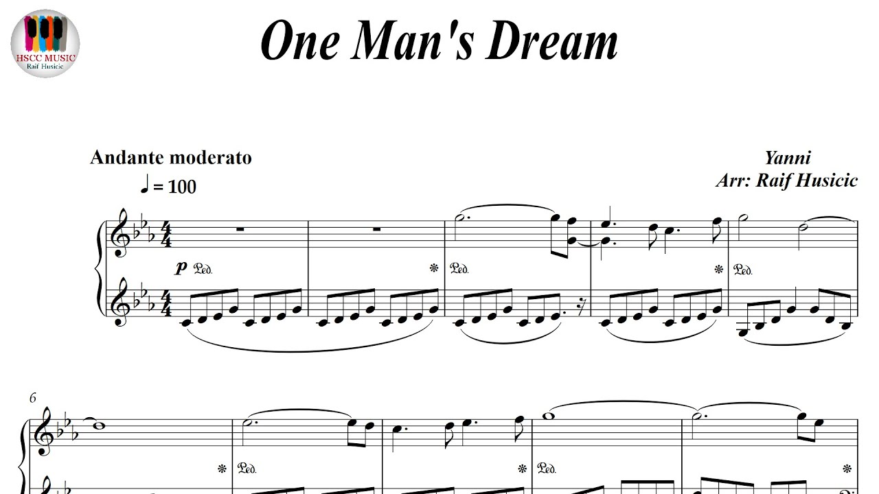 One Man's Dream - Yanni, Piano Sheet Music - YouTube