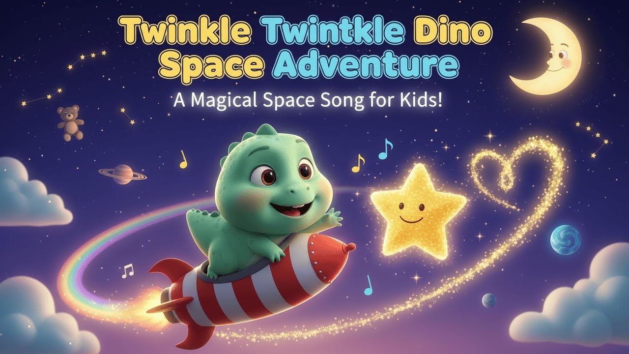 Twinkle Twinkle Little Star | Dino Space Adventure | Kids Bedtime Song ...
