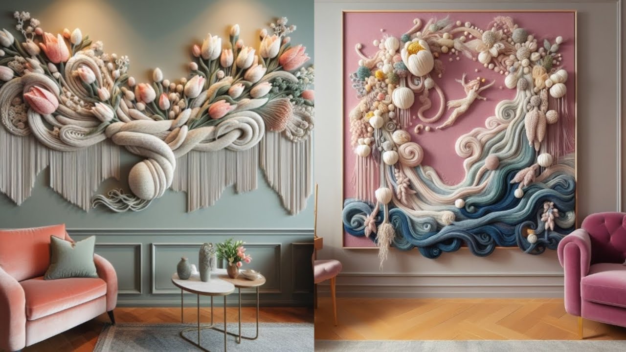 Wall decoration ideas made of wool - YouTube