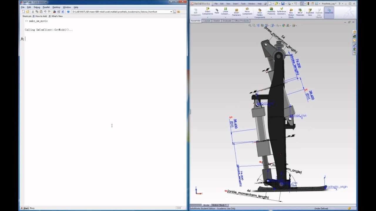 Demonstration of the interfacing between matlab and solidworks - YouTube