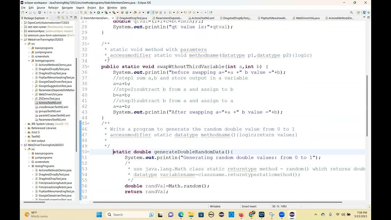 CoreJava Calling StaticMembers in Same Class May 15 2023 - YouTube