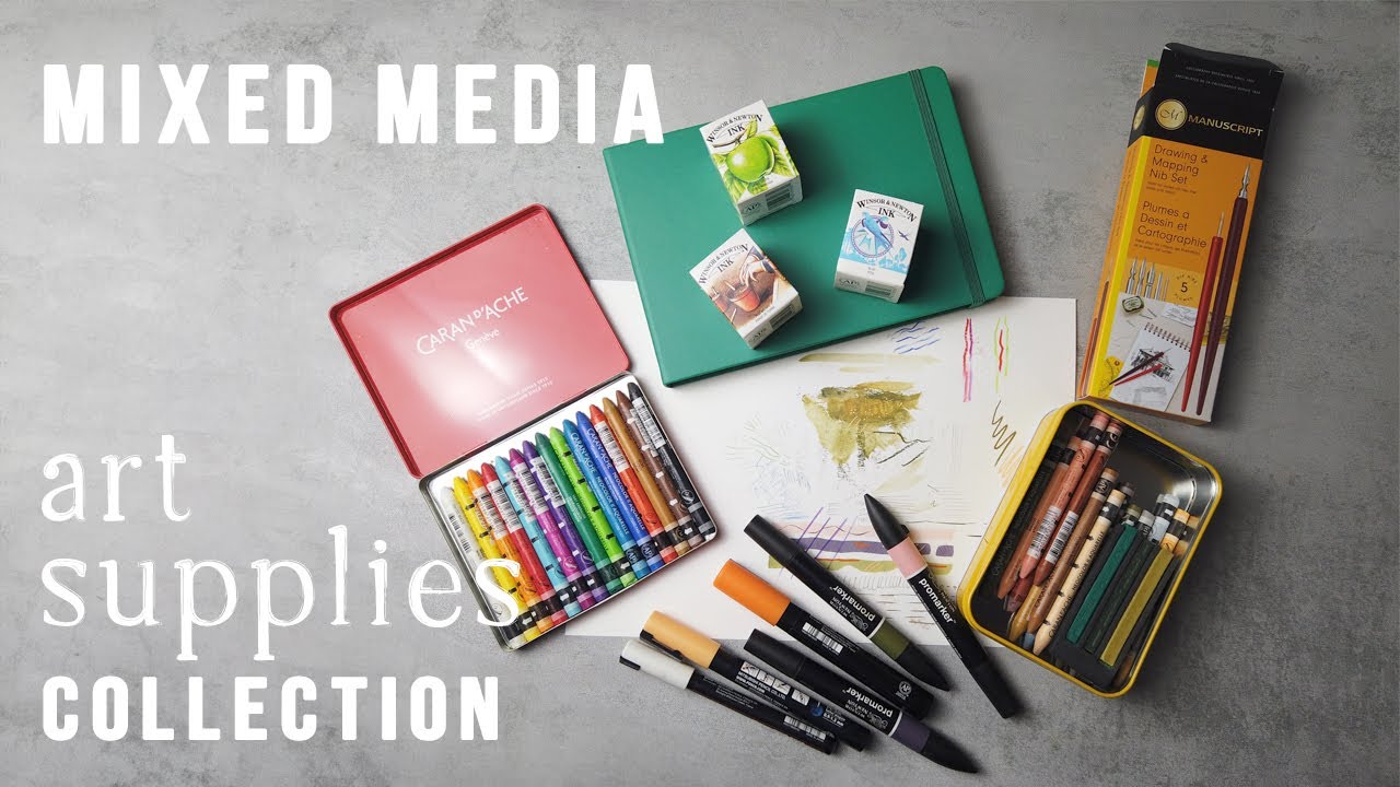 Mixed media art supplies collection carandache, Winsor and Newton ...