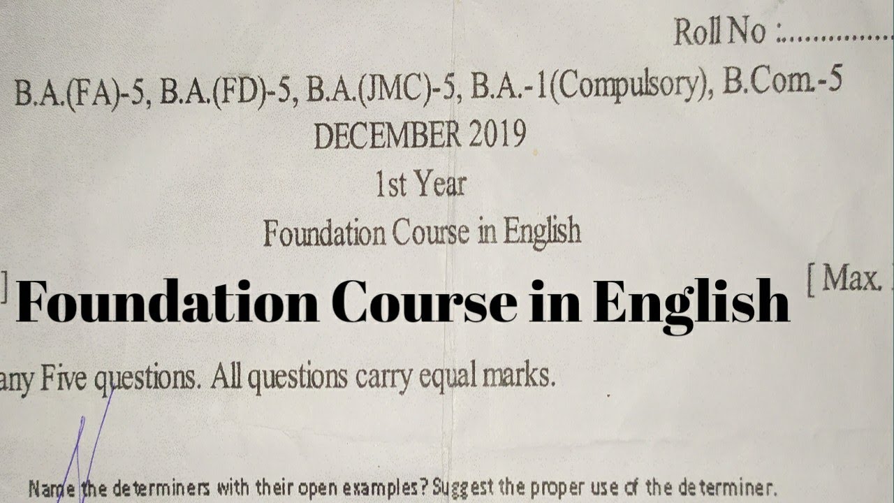 B. A. 1st year Foundation Course in English - YouTube