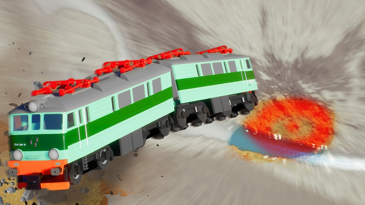 THREW LEGO CARGO TRAIN OFF A HUGE MOUNTAIN! FALL TRAIN OFF A CLIFF - 😁 ...