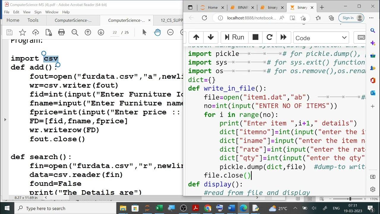 12 CS IMPORTANT QUESTIONS 2023 || 12 COMPUTER SCIENCE || CSV, BINARY ...