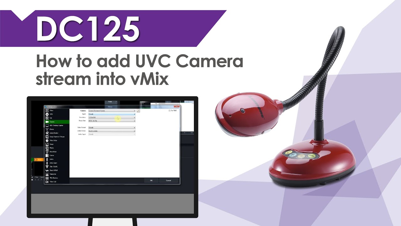 [UseAV] DC125 How to Add UVC Document Camera Stream into vMix | Lumens ...