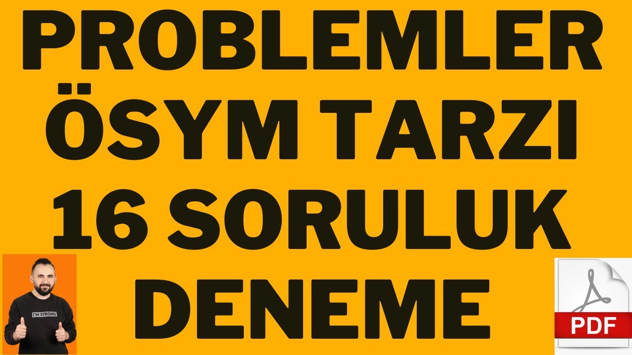 Problemler TAM ÖSYM'LİK DENEME | + PDF ( 16 SORU ) #problemler 2024 TYT DGS KPSS ALES - YouTube