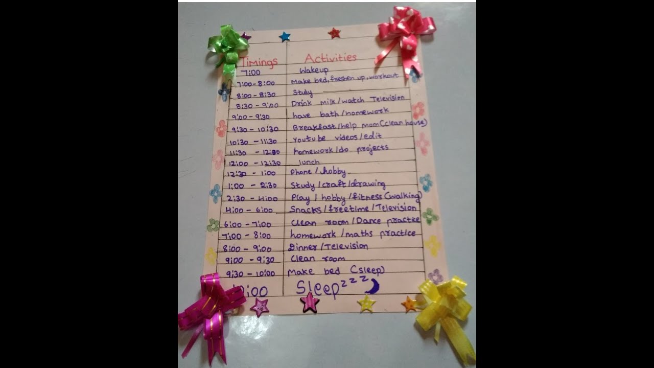 7-how to make a time table #schedule #my full day timetable # timetable ...