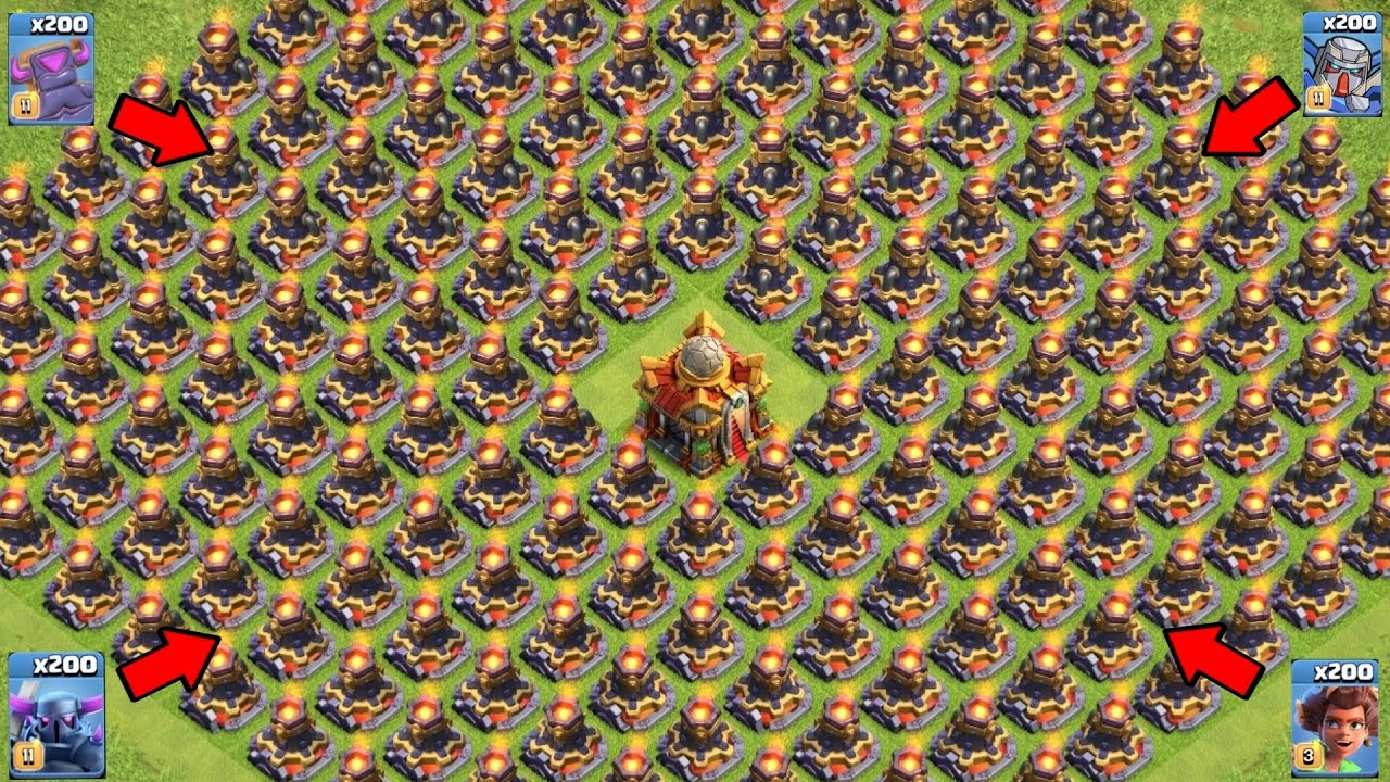 200x Event Troops Vs Lava Launcher Base Formation Clash Of Clans - YouTube