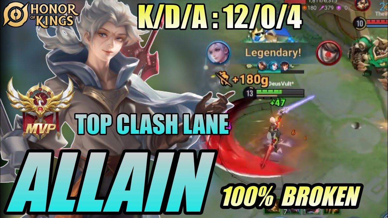 Allain top hero clash lane Honor of Kings (HOK) best gameplay item ...