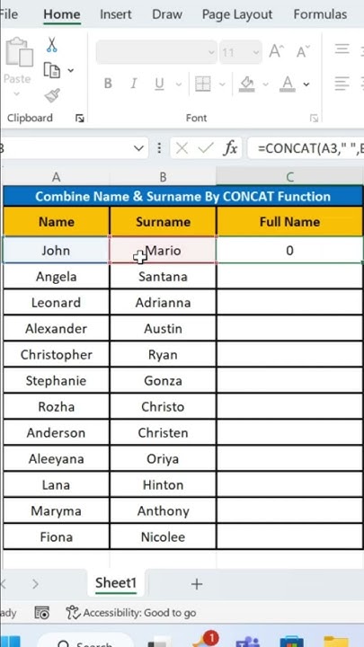 How to combine text use concat function in Excel‼️#excel #microsoftexcel #exceltips #msexcel ...