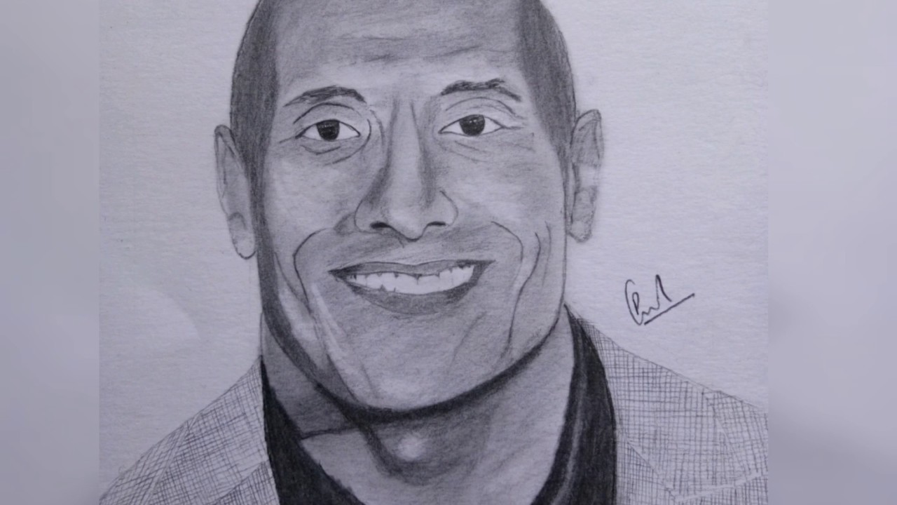 Drawing Dwayne Johnson( the rock) | how to draw dwayne johnson - YouTube