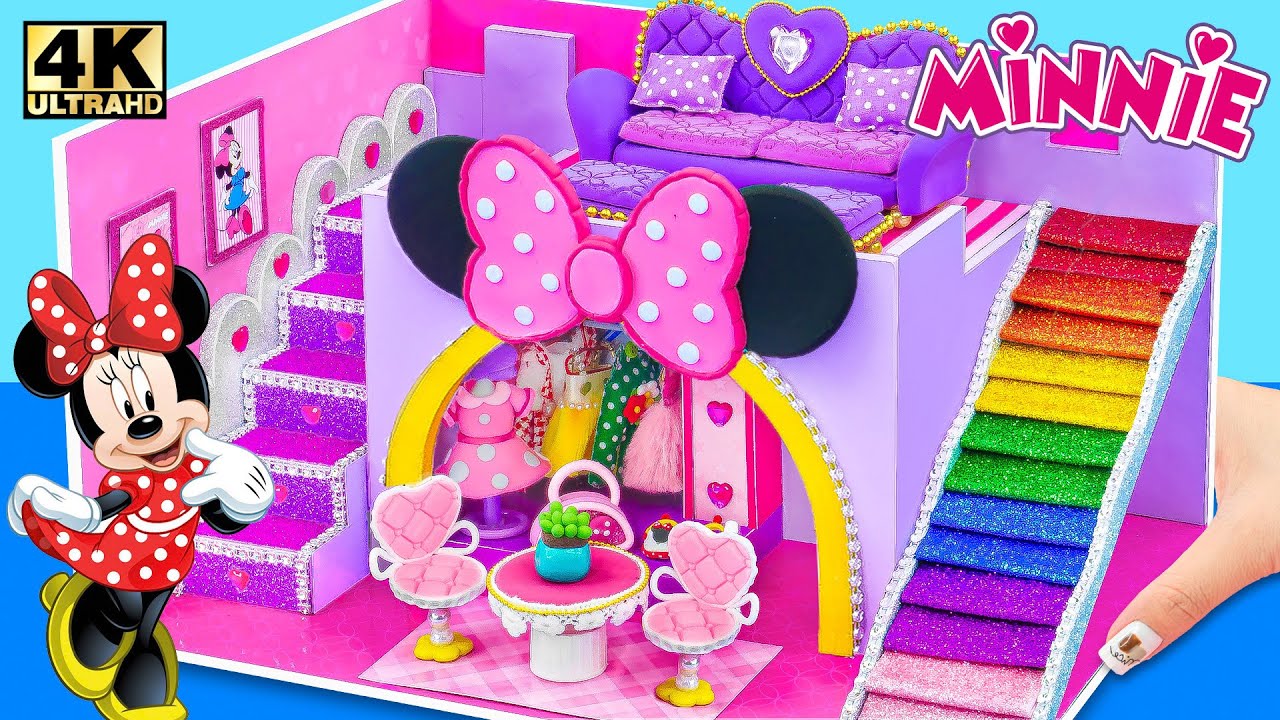 Make Disney Minnie Mouse House with Bedroom, Rainbow Slide from ...