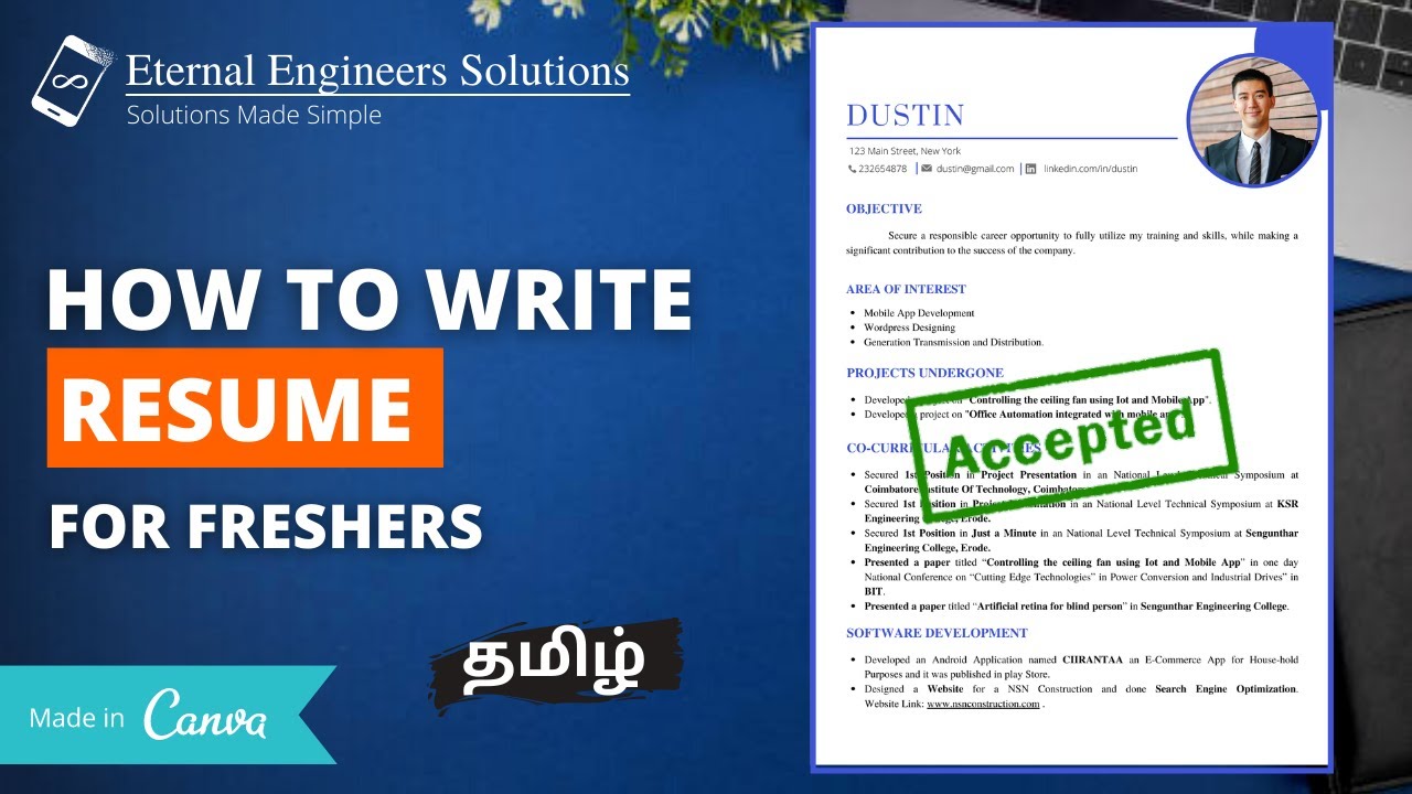 How to write a resume for freshers in tamil | Attractive Resume Writing ...