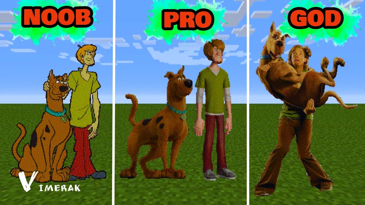 Minecraft PIXELART| NOOB vs PRO vs GOD| Scooby Doo And Shaggy 🤯 - YouTube