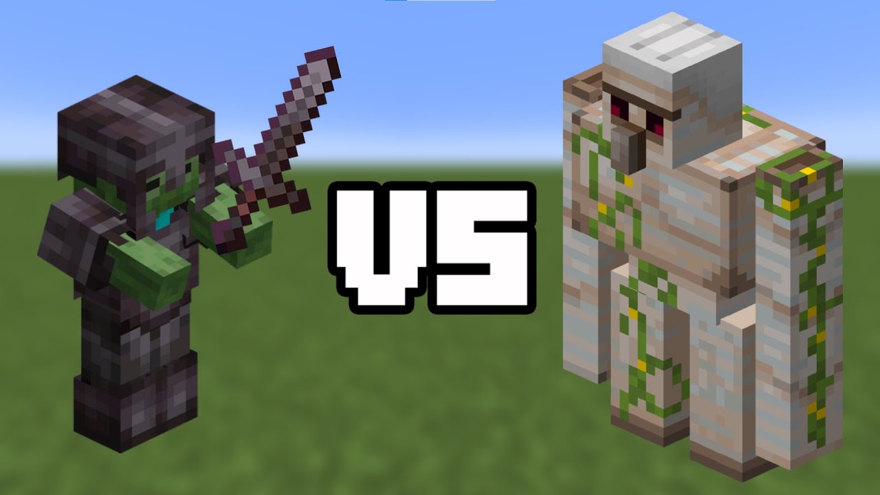 Full Netherite Armor Zombie VS Iron Golem - YouTube