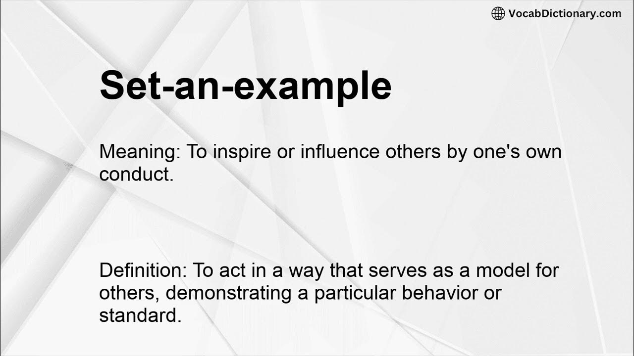 Set-an-example Meaning - YouTube