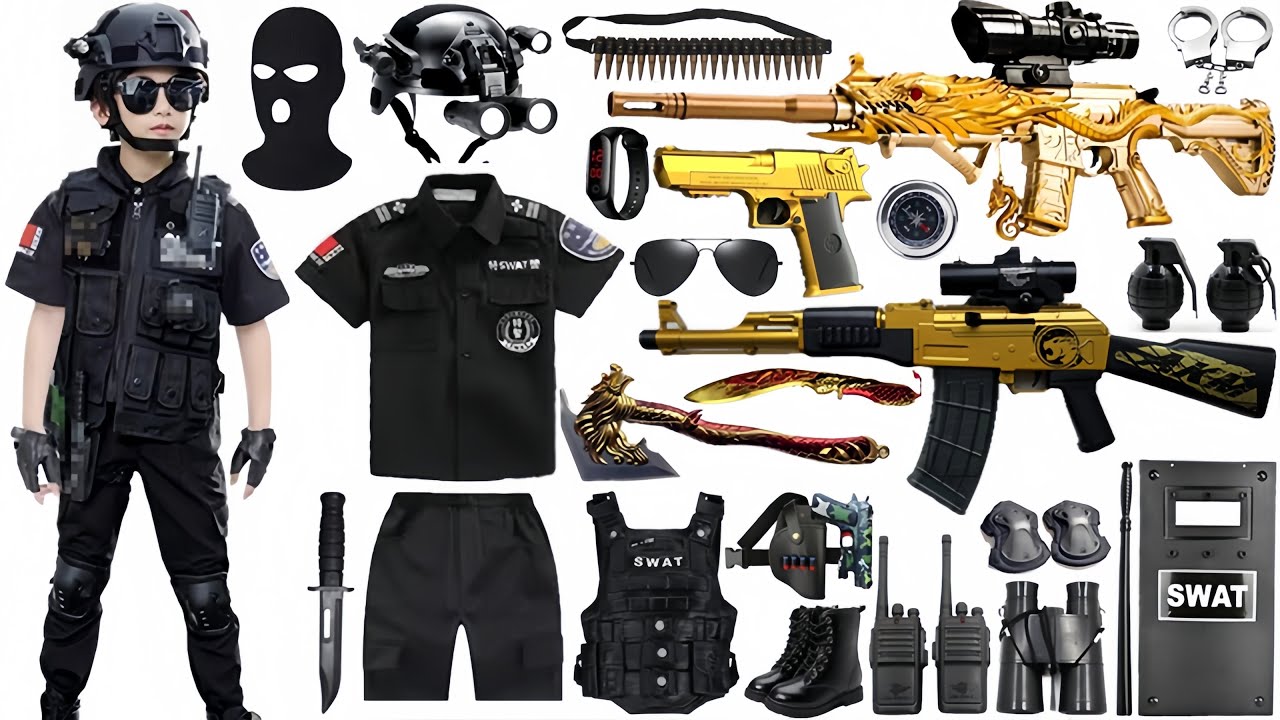 Police weapon toy set unboxing,M416 automatic rifle,gun toy gun, police ...