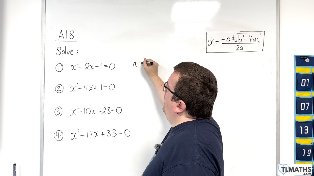 GCSE Maths: A18h-20 Solving x^2+bx+c=0 by the Quadratic Formula Part 2 ...