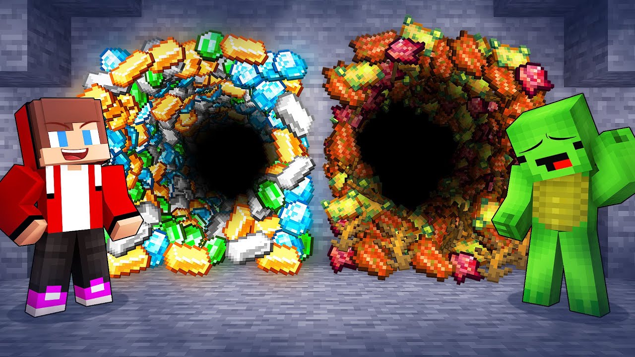 JJ and Mikey : POOR vs RICH Secret Tunnel Battle in Minecraft - Maizen - YouTube