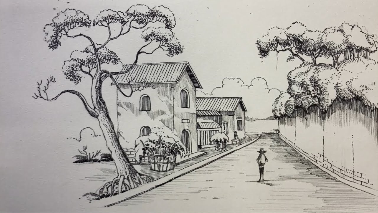 Timeless Village Ink Sketch - YouTube