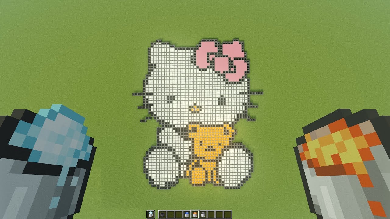 How To Draw | Hello Kitty | Pixel Art in Minecraft - YouTube