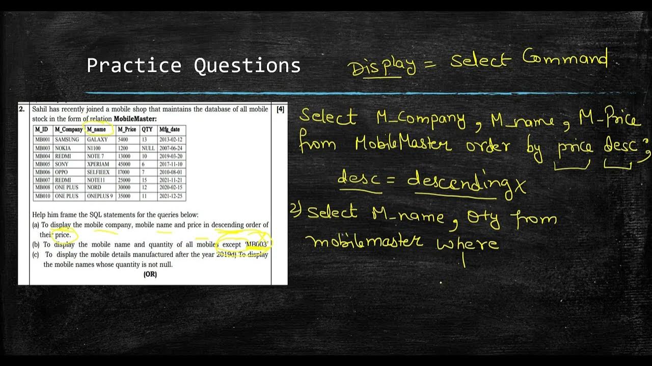 sql Practice1 | Question with answers | Mysql Questions - YouTube