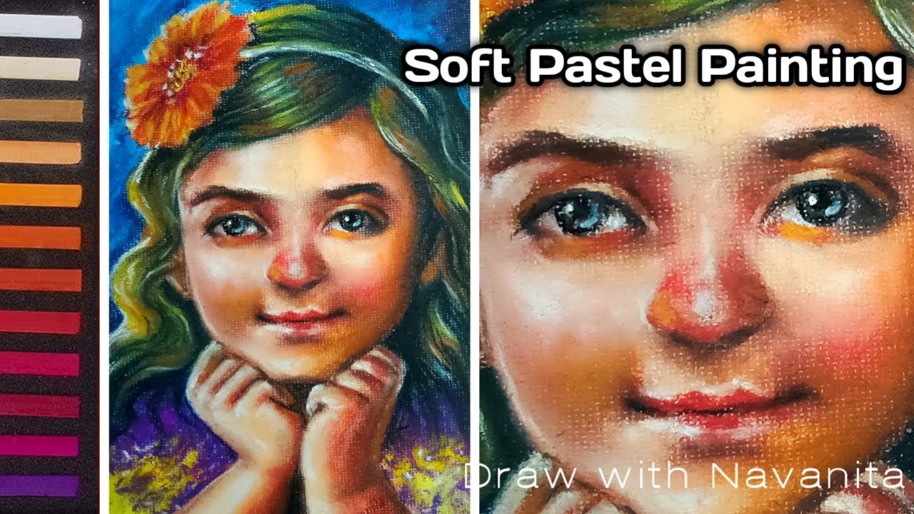 Cute girl drawing with soft pastel/Soft pastel painting - YouTube
