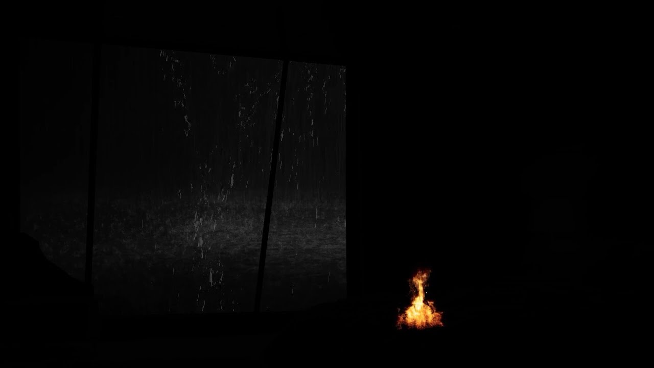 The Rain, Thunder and Lightening with The Sound of Wood Burning in The ...
