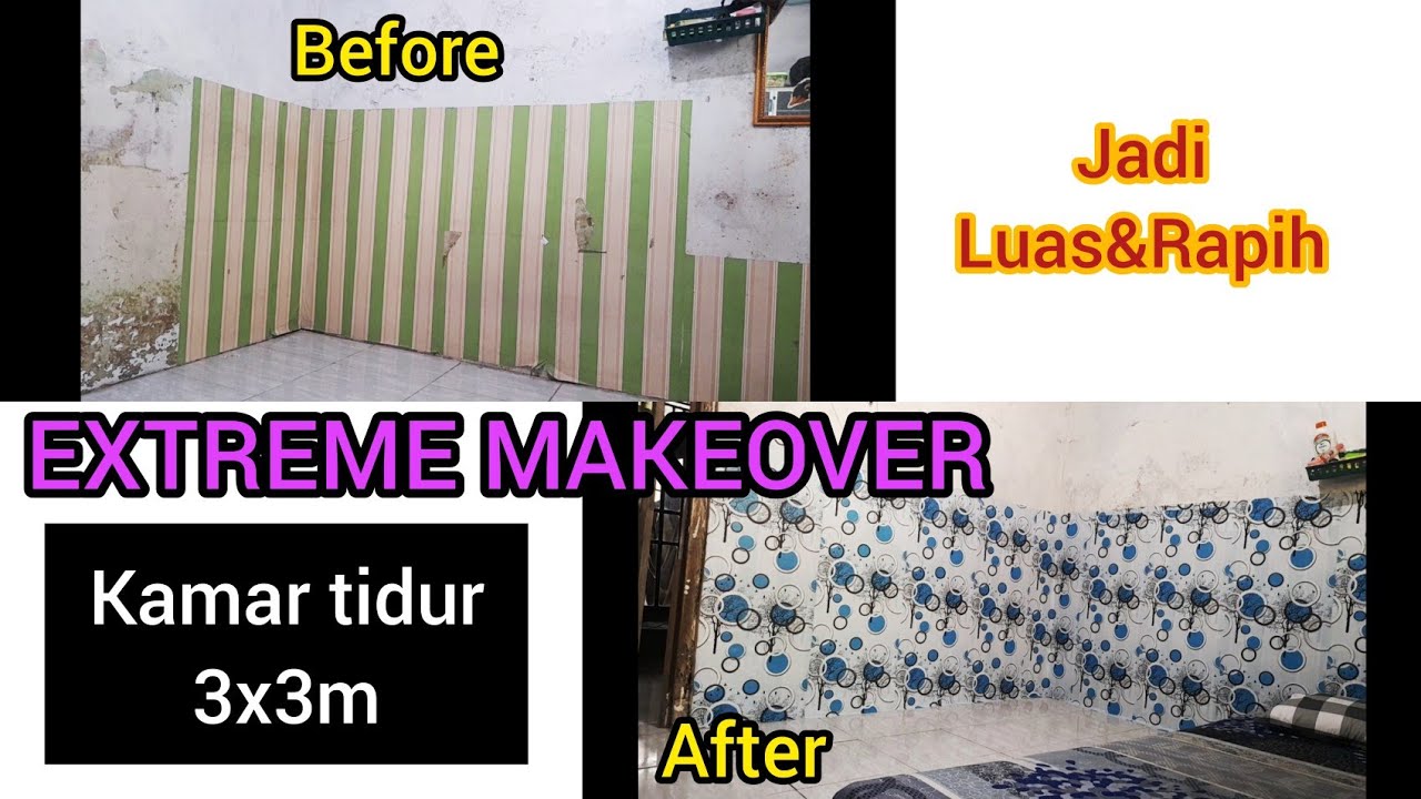 EXTREME MAKE OVER KAMAR TIDUR||LOW BUDGET||JADI LEBIH LUAS & RAPIH ...
