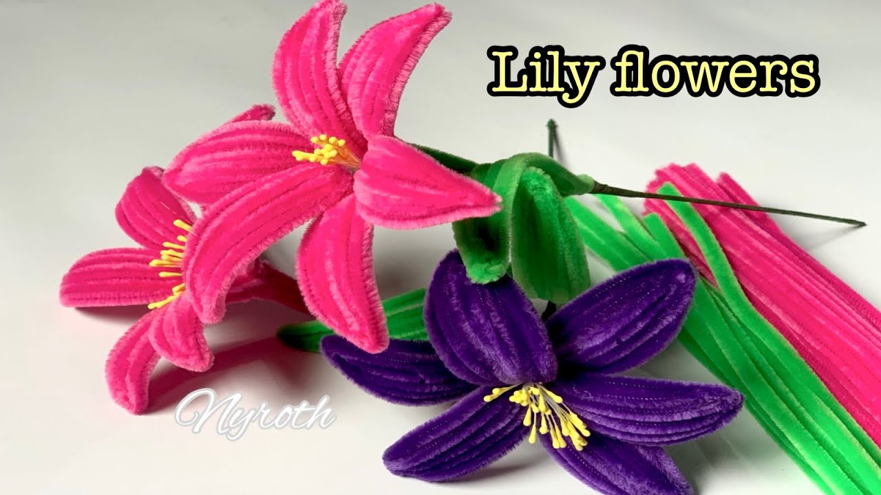DIY flowers/ Easy to make Lily flowers with Pipe cleaner - YouTube