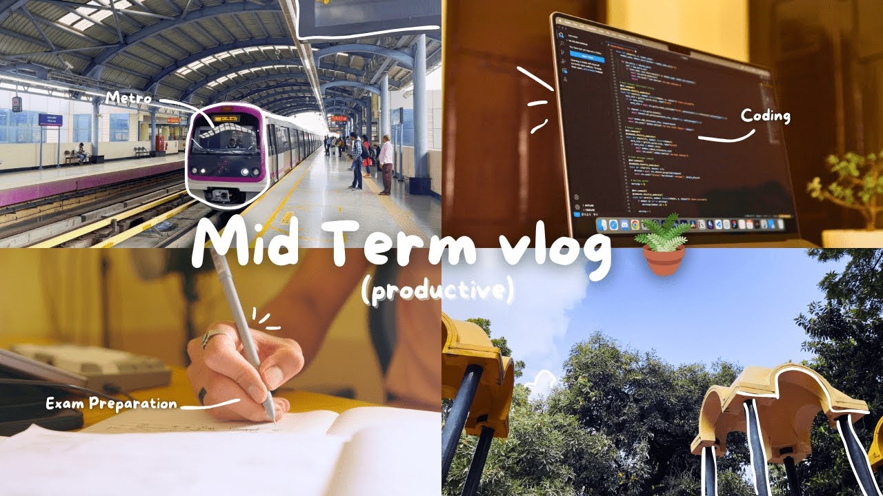 Mid term vlog Exam preparation, coding, travelling to college - YouTube