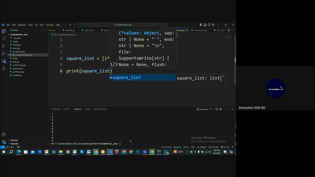 Python Fundamentals with OOP || Class - 13 ; list comprehension || @learn0loop - YouTube