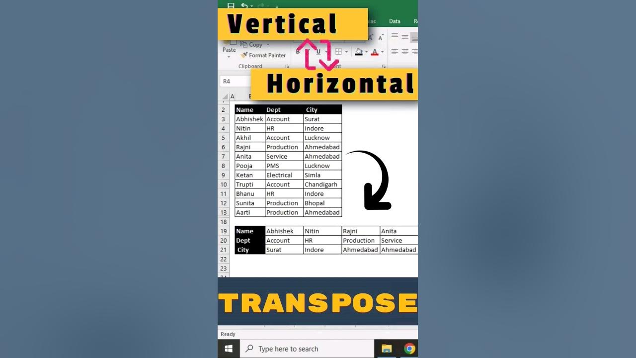 Transpose In Ms Excel Shorts Excel Exceltutorial Youtube